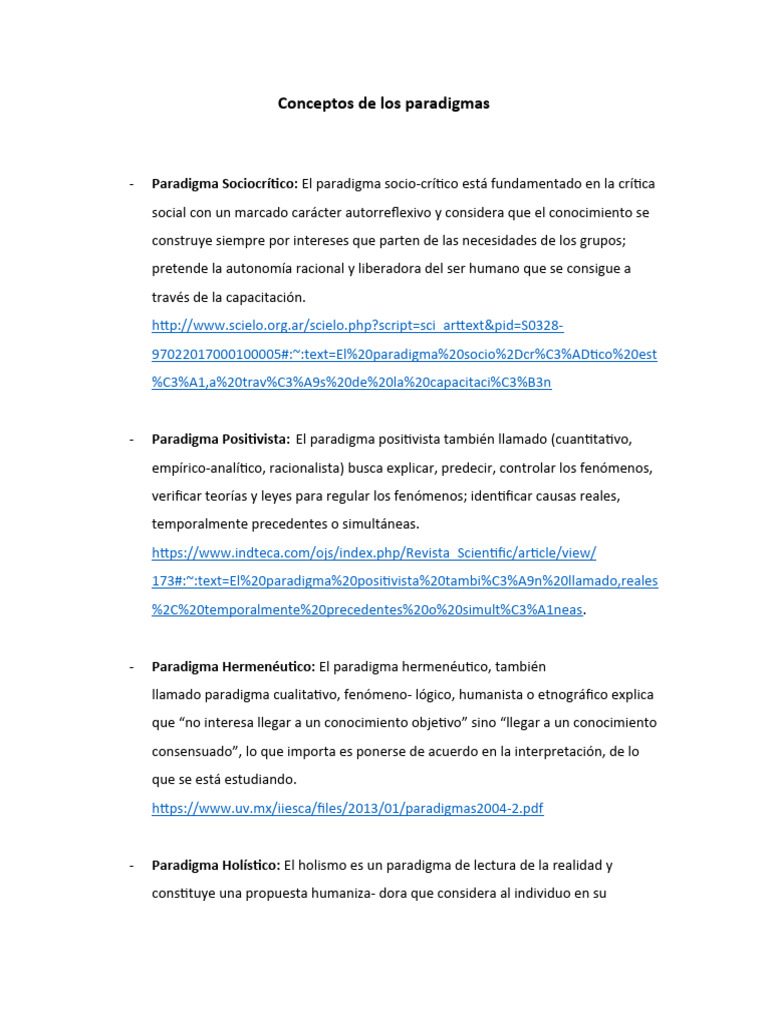 Tipos de Paradigmas en Investigación | PDF | Paradigma | Conocimiento