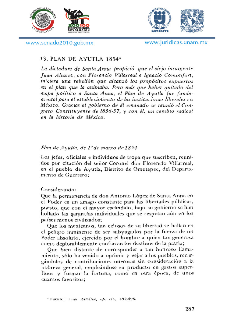 Plan de Ayutla | PDF | Politica de mexico | Militares de mexico