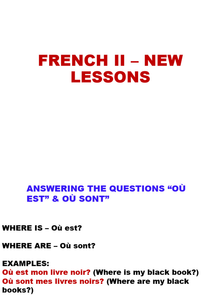 2024 French 2 Lesson 1 Part 2 | PDF