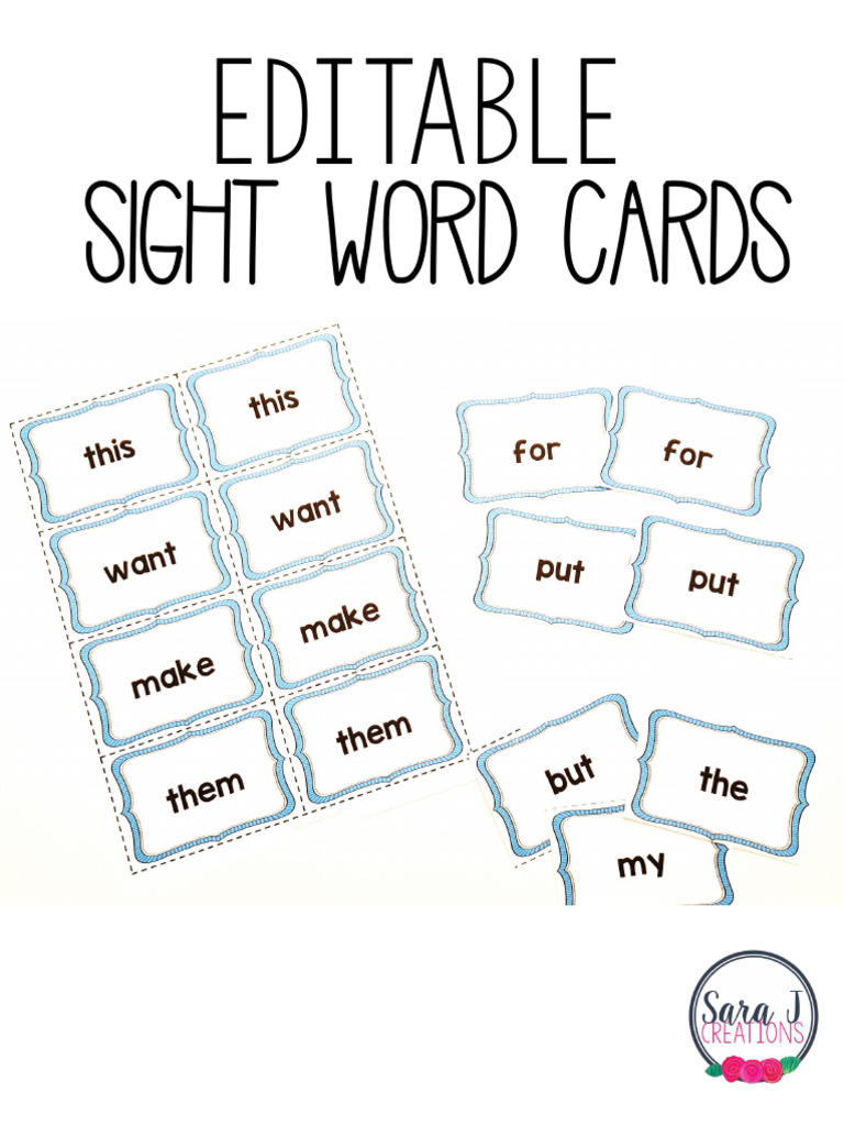Sight Word Cards: Editable | PDF | Computing
