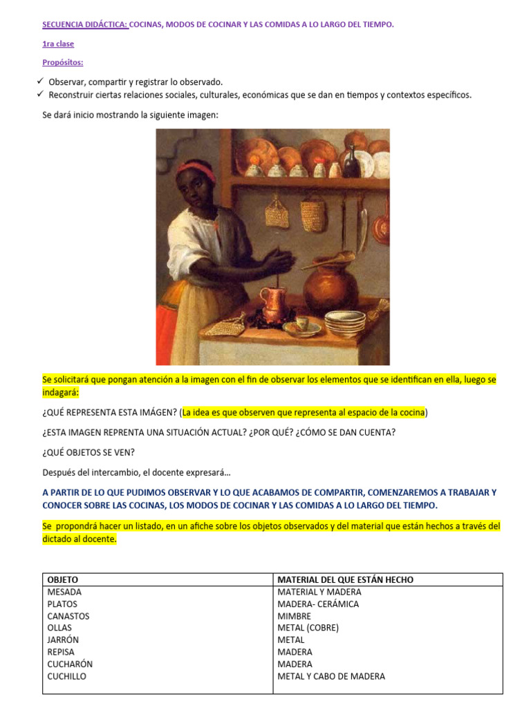 Secuencia Didac. Cocina y Modos de Cocinar | Descargar gratis PDF ...