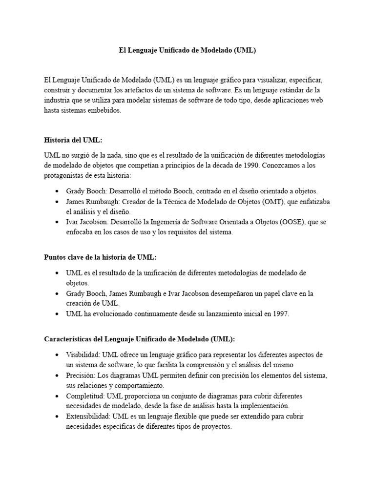 El Lenguaje Unificado de Modelado | Descargar gratis PDF | Lenguaje de modelado unificado | Software