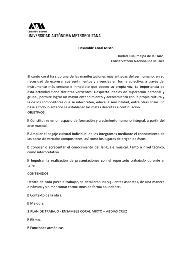 Ensamble Coral Mixto | PDF