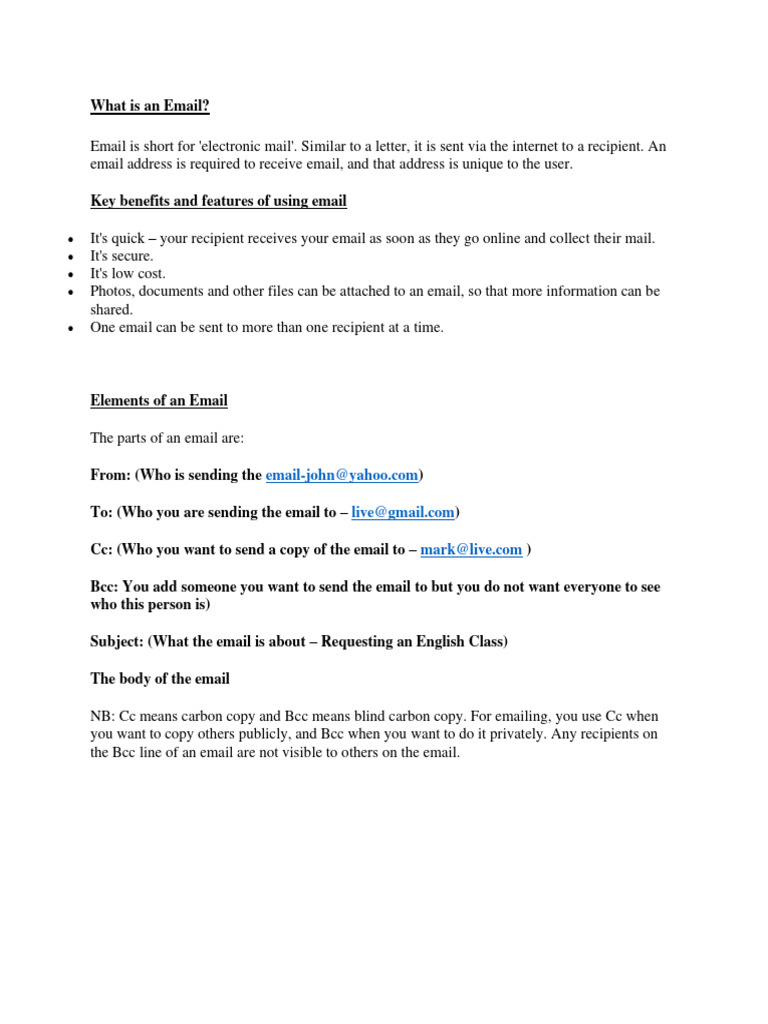 Email Writing Handout | PDF