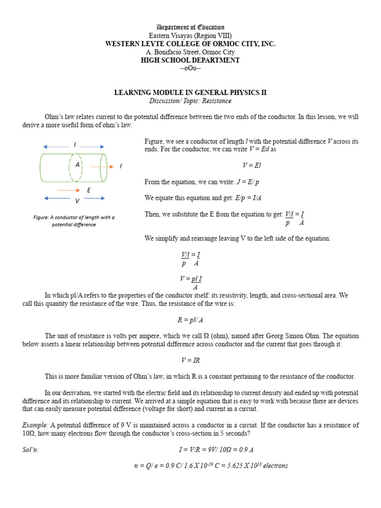 Module 4 Resistance | PDF | Electrical Resistance And Conductance ...