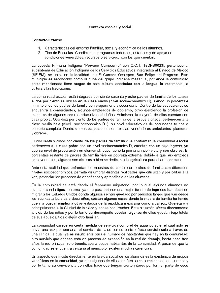 Contexto Interno y Externo | PDF | Escuelas | Enseñando