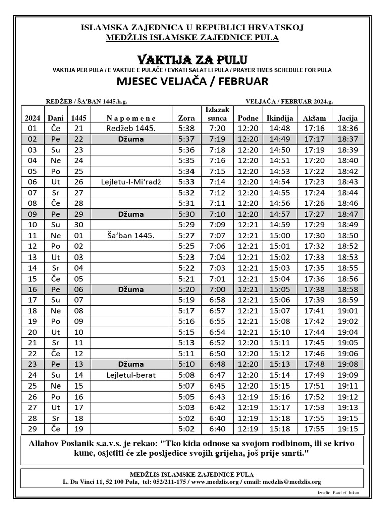 Vaktija Veljaca 2024 | PDF