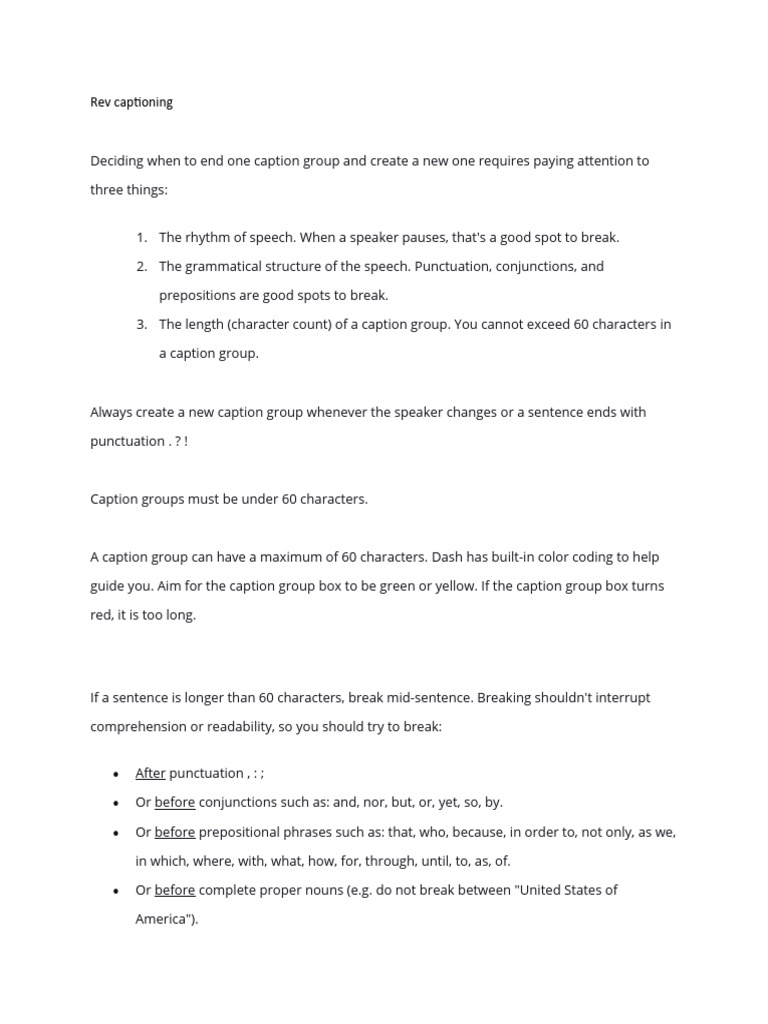 Rev Captioning | Download Free PDF | Punctuation | Preposition And Postposition