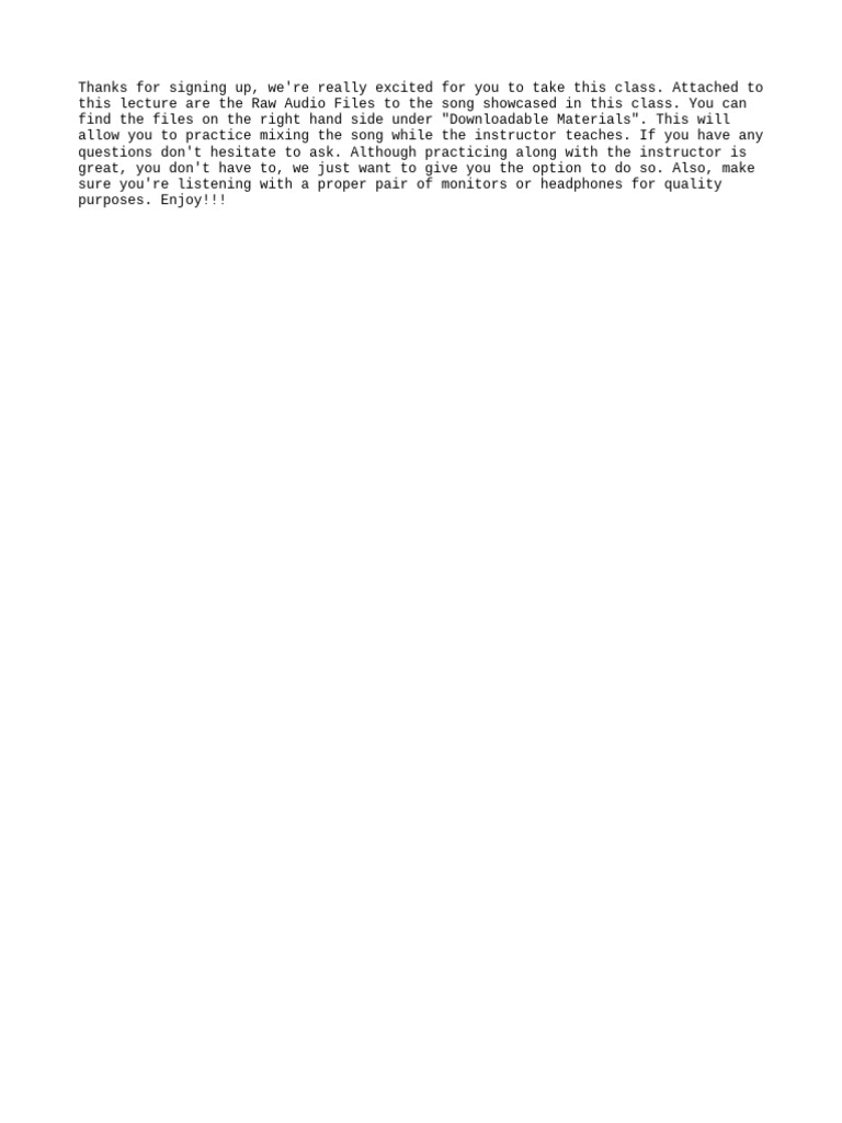 Welcome Raw Audio Files For Practice Pdf 