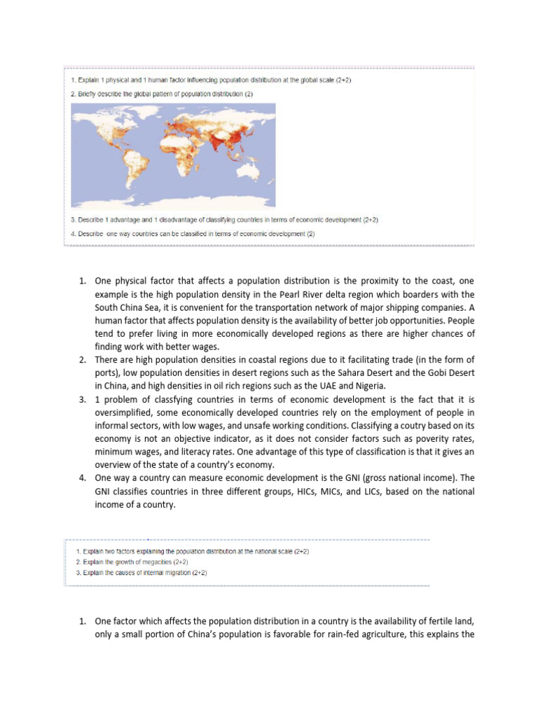 Population patterns practice questions | PDF | Human Migration | China