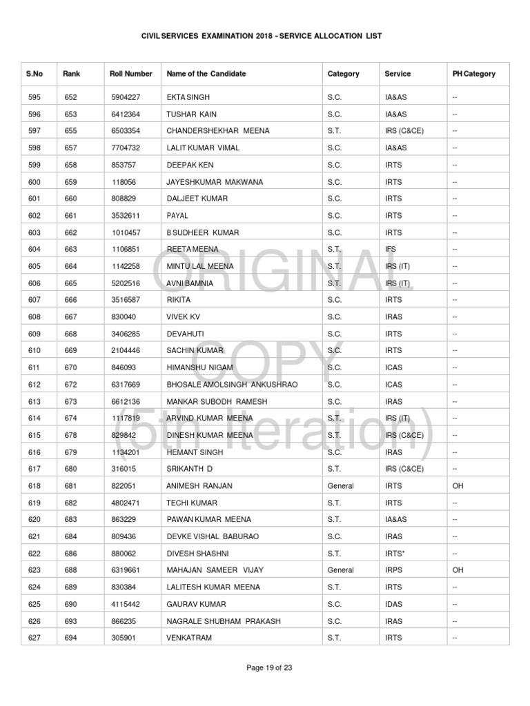 Service Allocation 2019 - Batch Officers | PDF