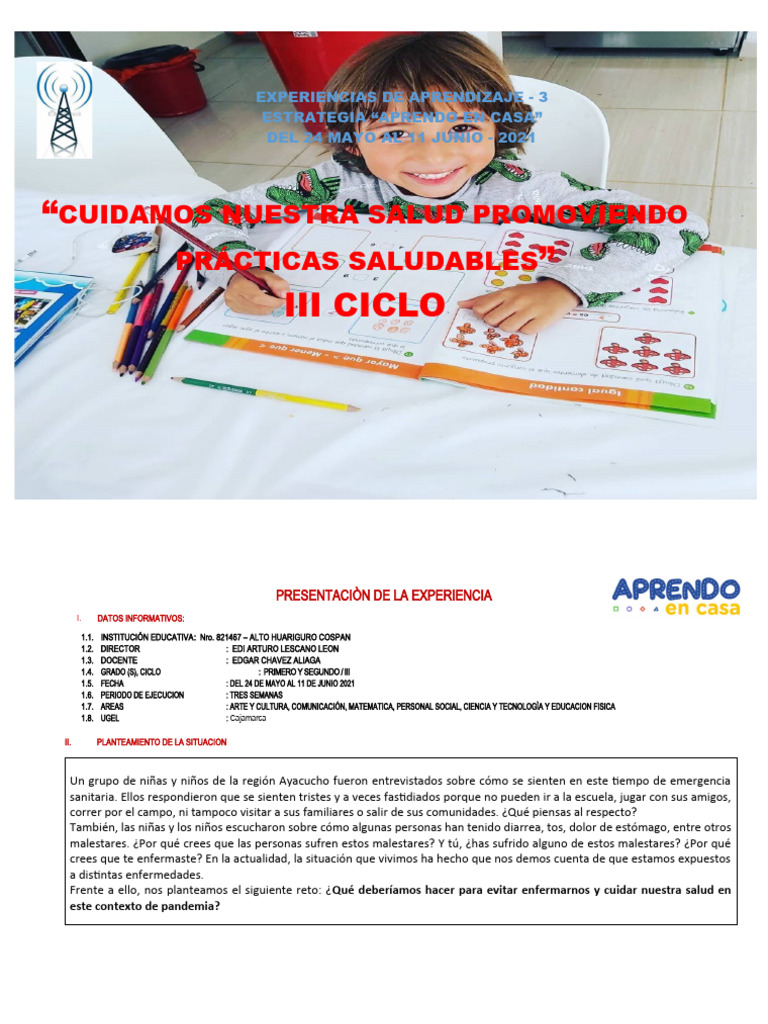 Experiencia de Aprendizaje - 3 - III Ciclo | PDF | Evaluación | Aprendizaje