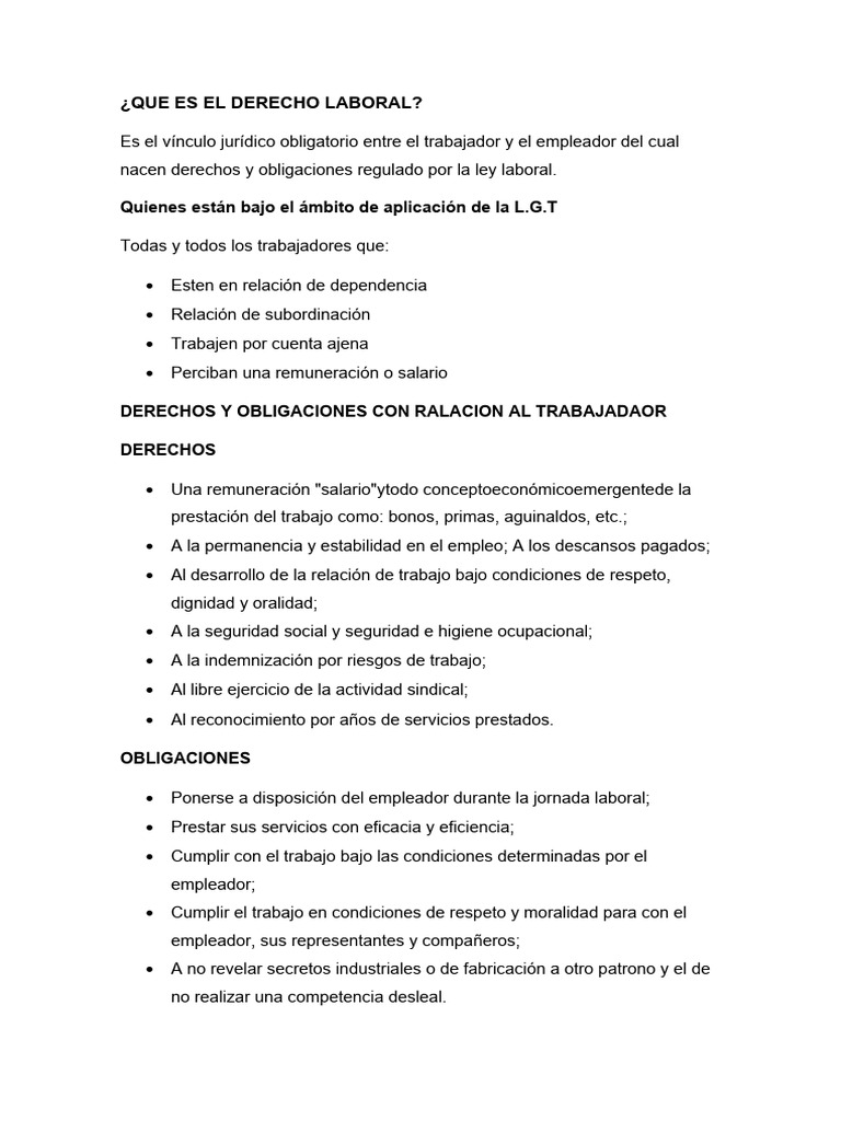 Que Es El Derecho Laboral | PDF | Derecho laboral | Salario