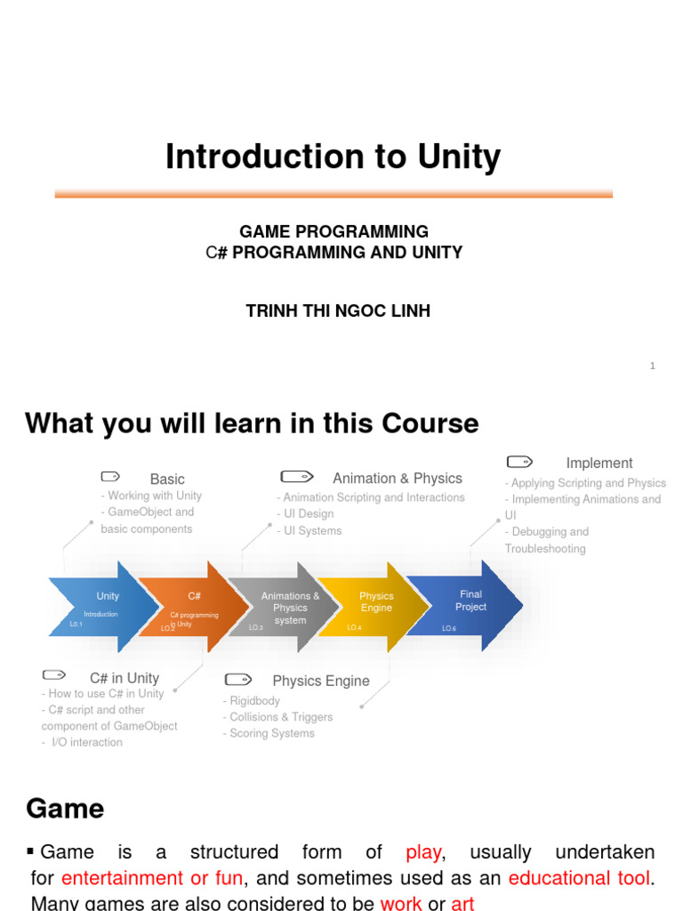 1.1 - Introduction To Unity | Download Free PDF | Cross Platform Software | Integrated ...