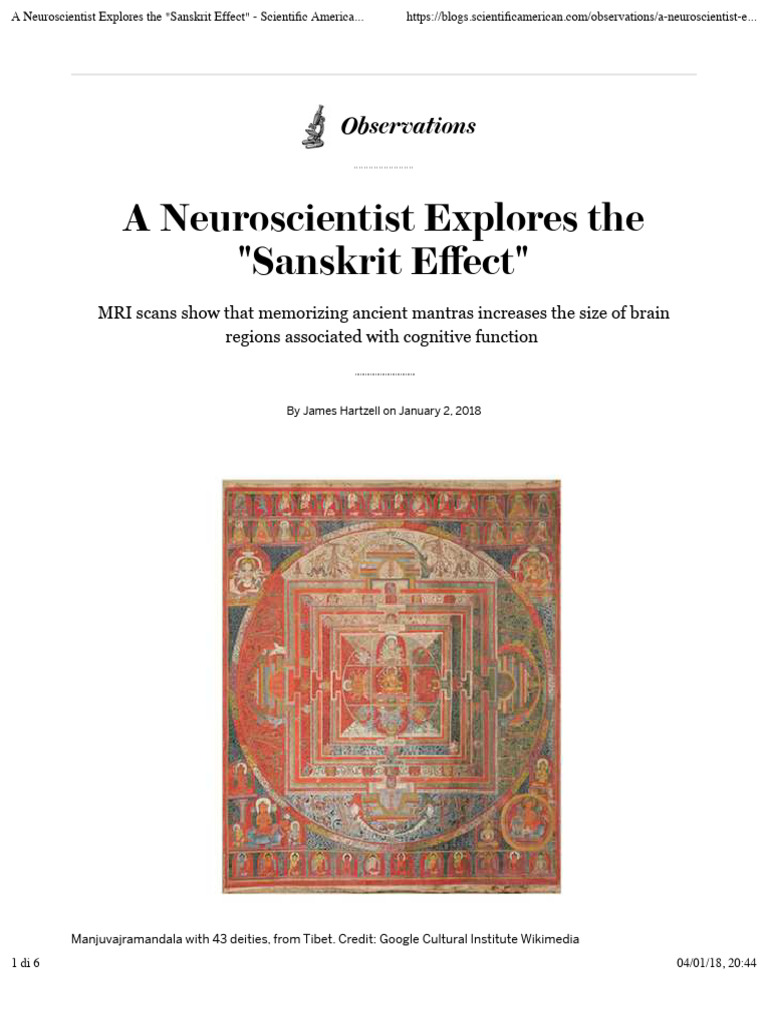 A Neuroscientist Explores The Sanskrit E | PDF | Hippocampus | Memory