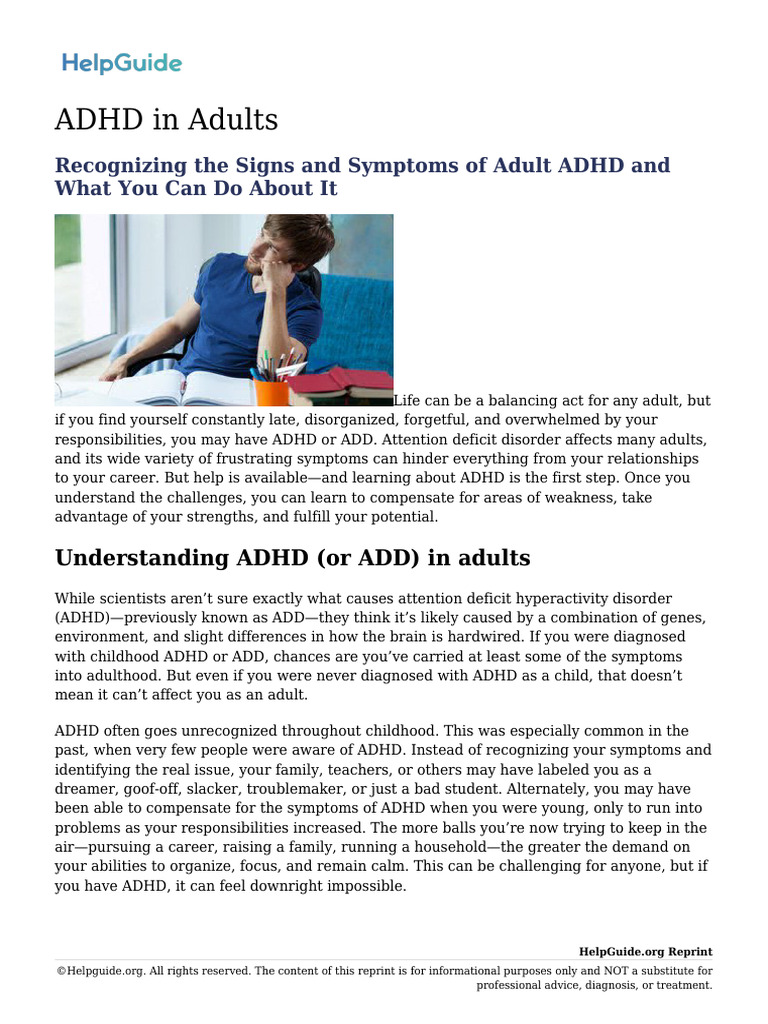Adult Adhd | Download Free PDF | Attention Deficit Hyperactivity Disorder | Adult Attention ...