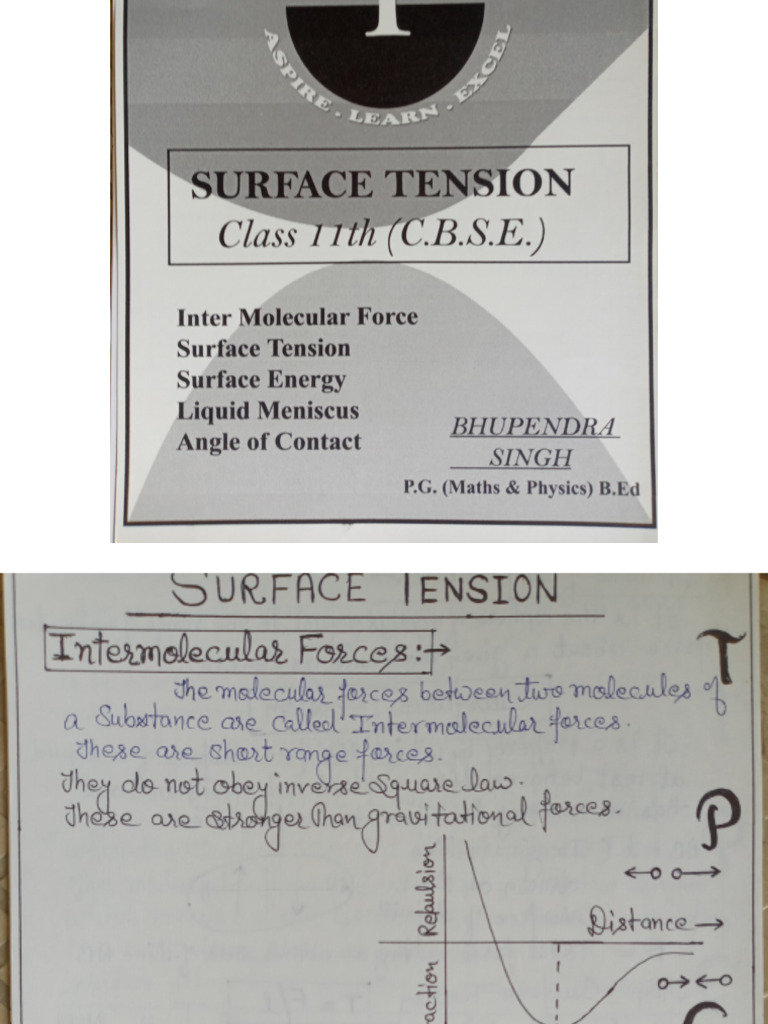 Surface Tension Class 11th PDF | PDF