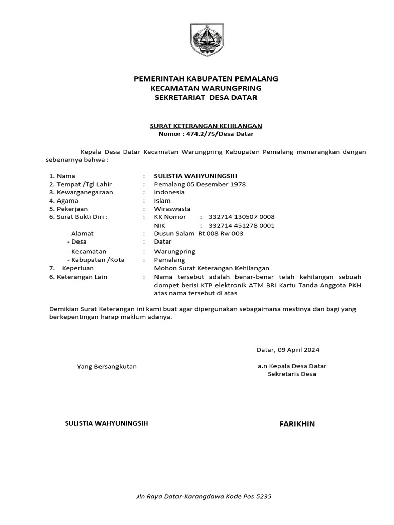 Surat Keterangan New | PDF