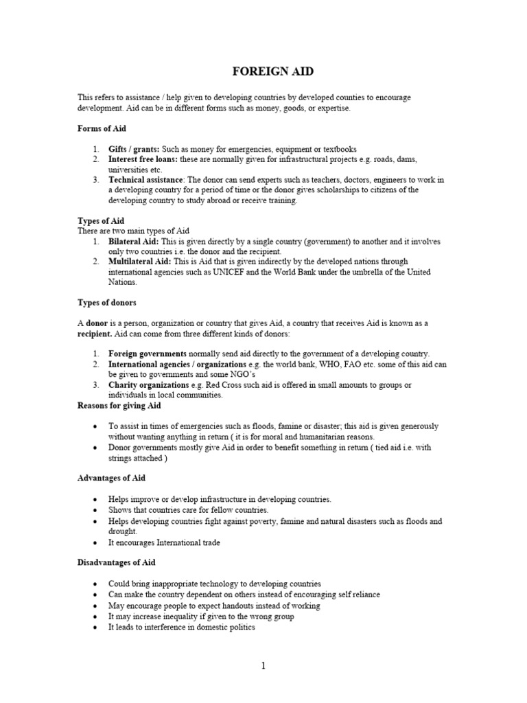 Foreign Aid | PDF | Aids | Economies
