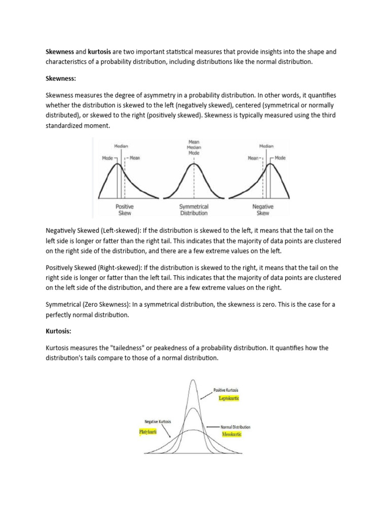 Skewness and Kurtosis | PDF | Sampling (Statistics) | Descriptive Statistics