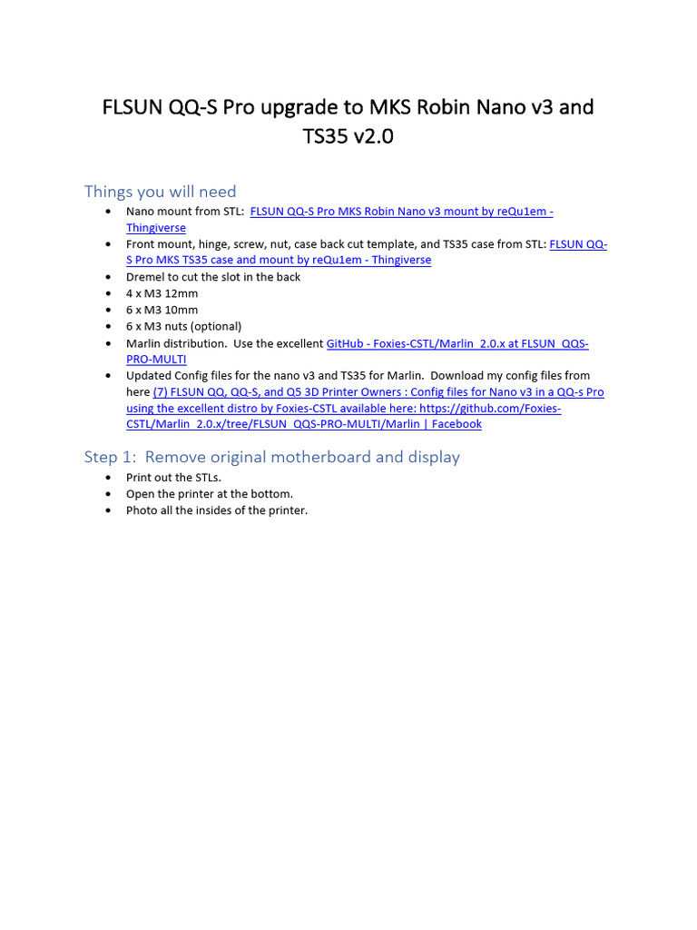 FLSUN QQ-S Pro upgrade to MKS Robin Nano v3 and TS35 v2.0 | PDF | Software | Office Equipment