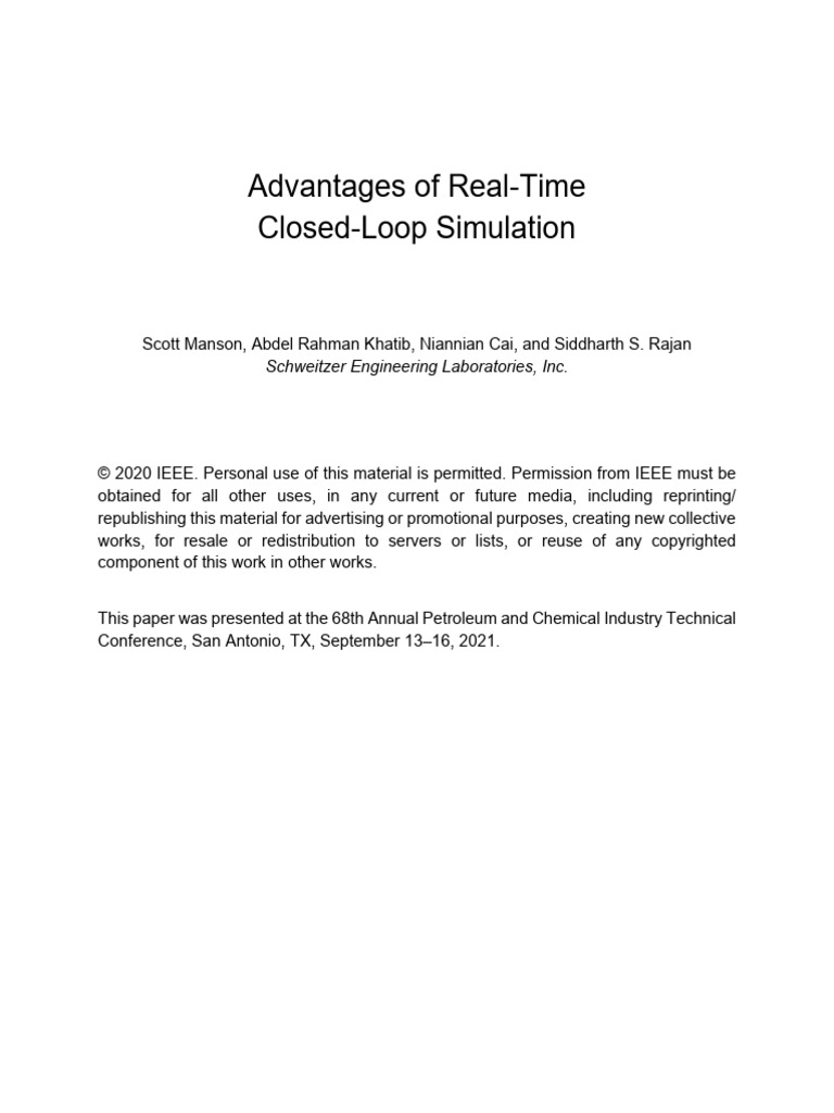 Advantages Of Real Time Closed Loop Simulation Pdf Simulation Electric Generator