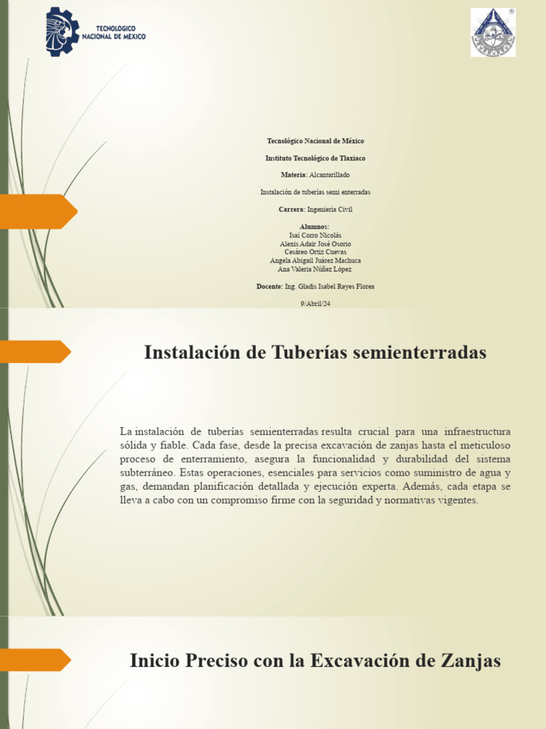 Instalación de Tuberías Semi Enterradas | PDF | Tubería (transporte de fluidos) | Ciencias fisicas
