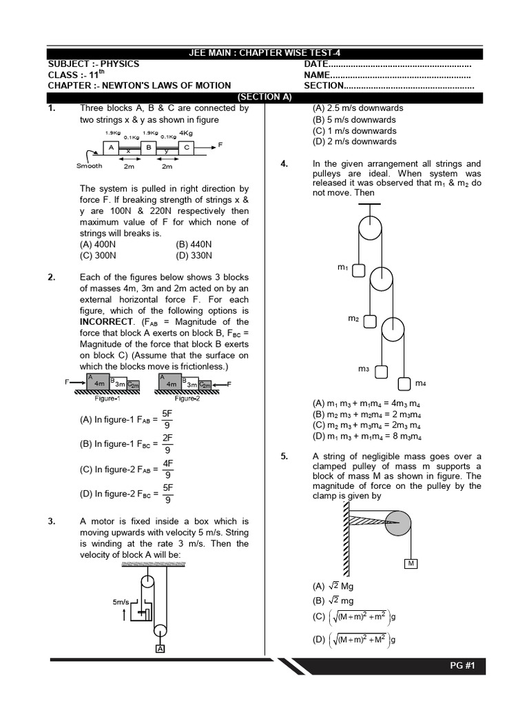 4-Newton's Laws of Motion Question | Download Free PDF | Force | Mass 4-Newton's Laws of Motion Question | Download Free PDF | Force | Mass