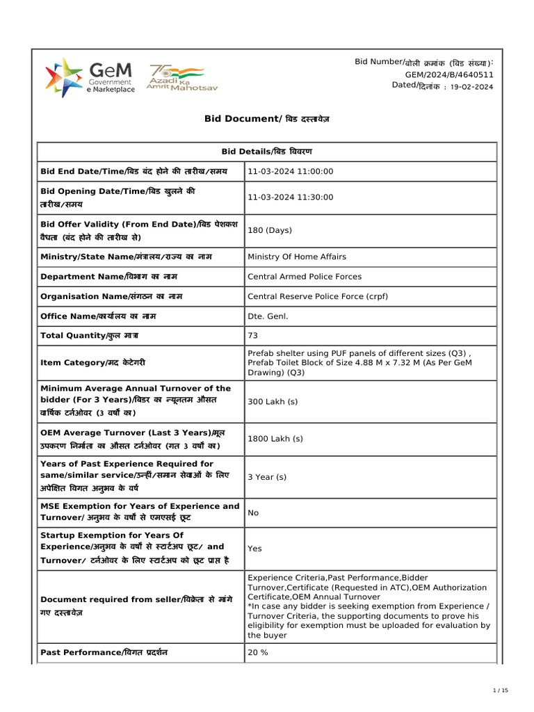 Prefab Shelter Using Puf Panel of Different Sizes | PDF