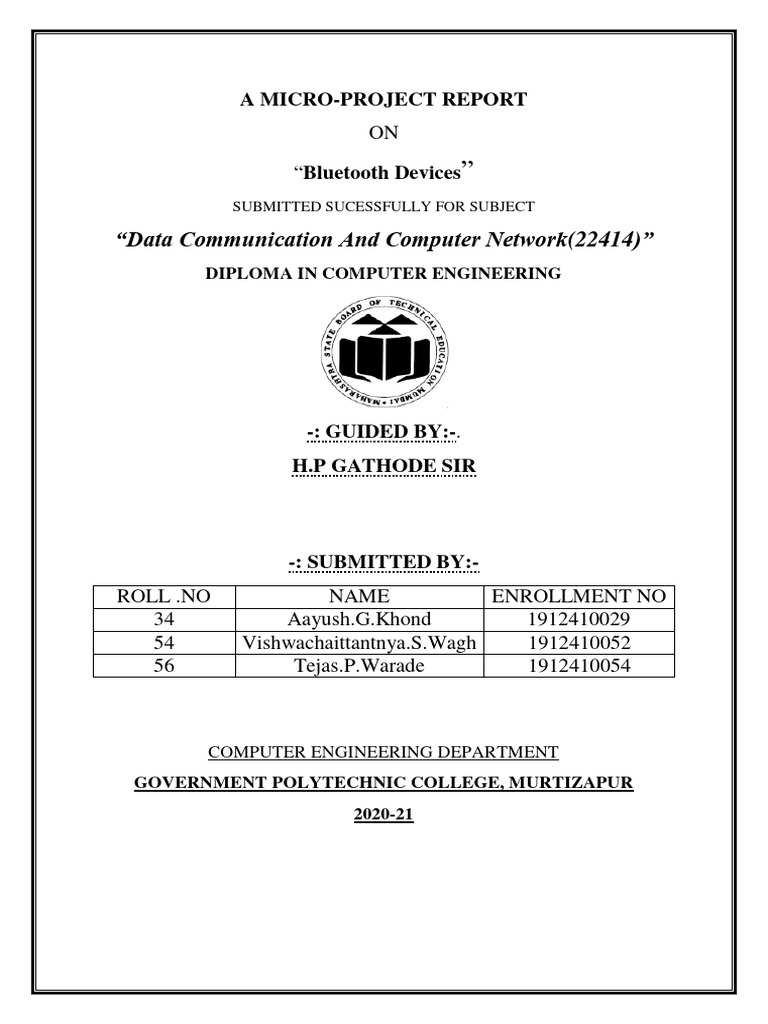dcc microproject | PDF | Bluetooth | Computer Network
