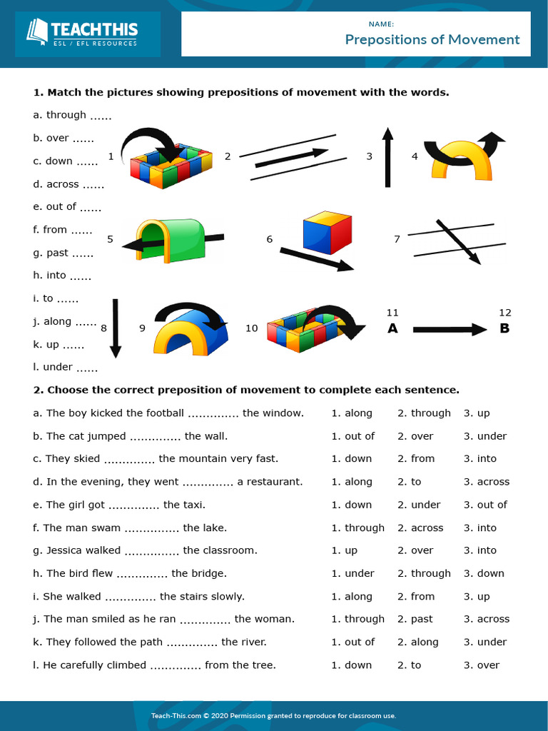 prepositions_of_movement_worksheet_6kl | PDF