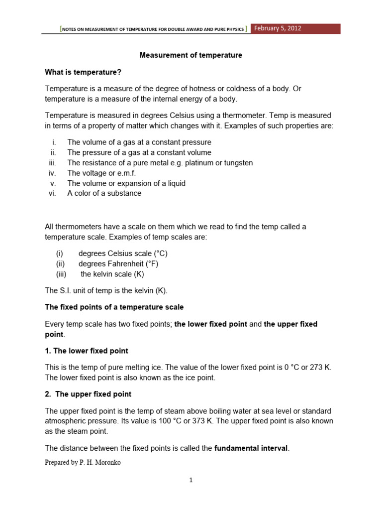 Temperature Measurement and Thermometers | PDF | Temperature | Thermocouple