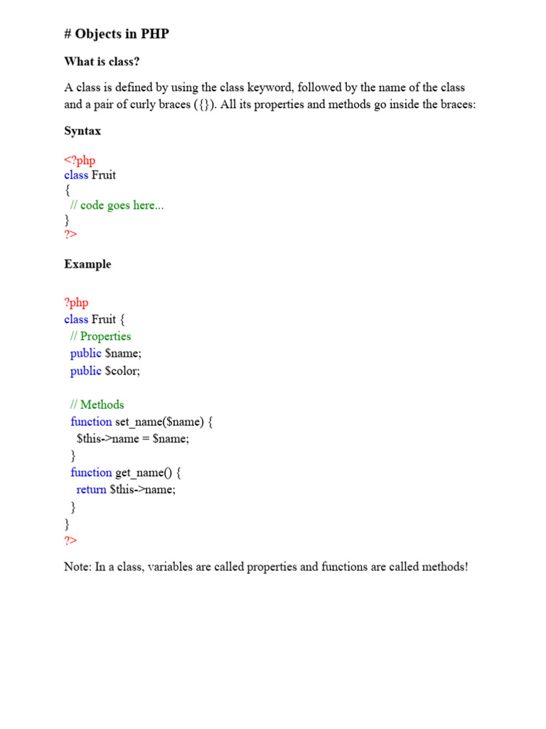 PHP Unit 3 | PDF | Class (Computer Programming) | Method (Computer Programming)