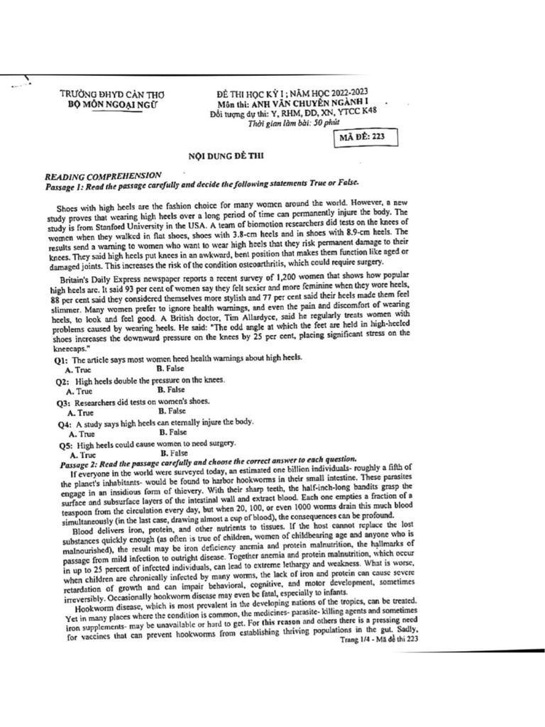 Đề Avcn K48 | PDF | Malnutrition | Causes Of Death