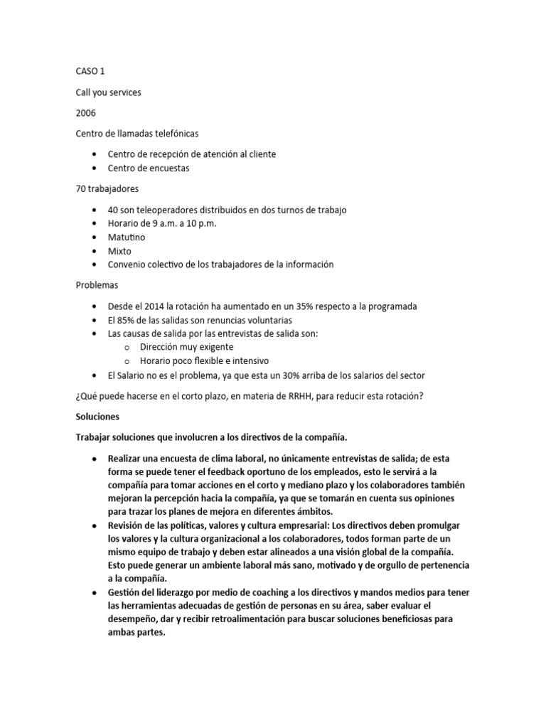 Estrategias para Reducir Rotación en Call Center | PDF | Centro de llamadas | Economias