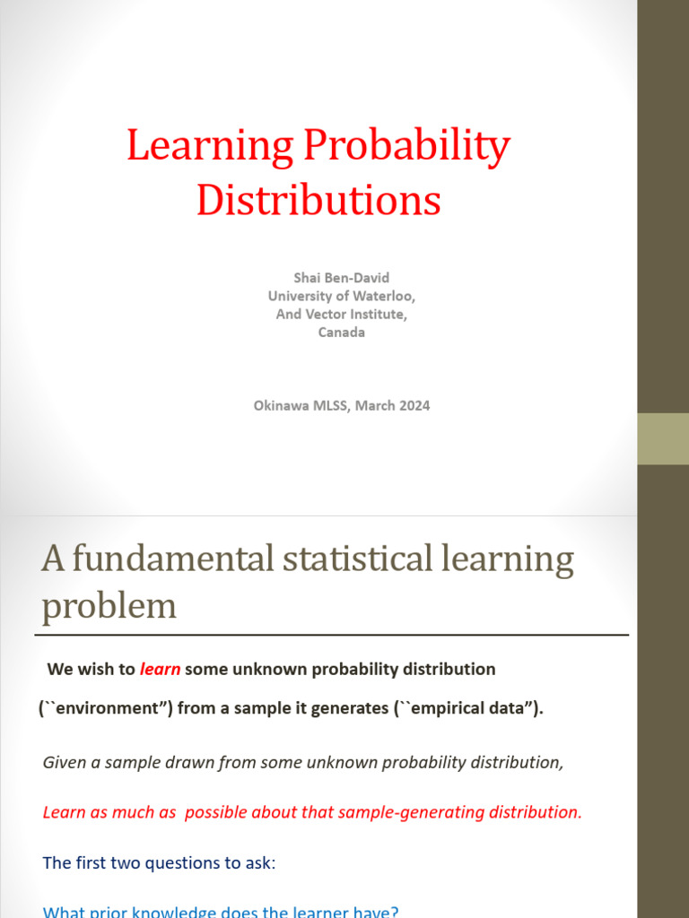 DistributionLearn (Shai) | PDF | Probability Distribution | Mathematics