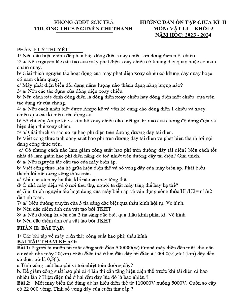 Huong Dan On Tap GK Ii 23 24 | PDF