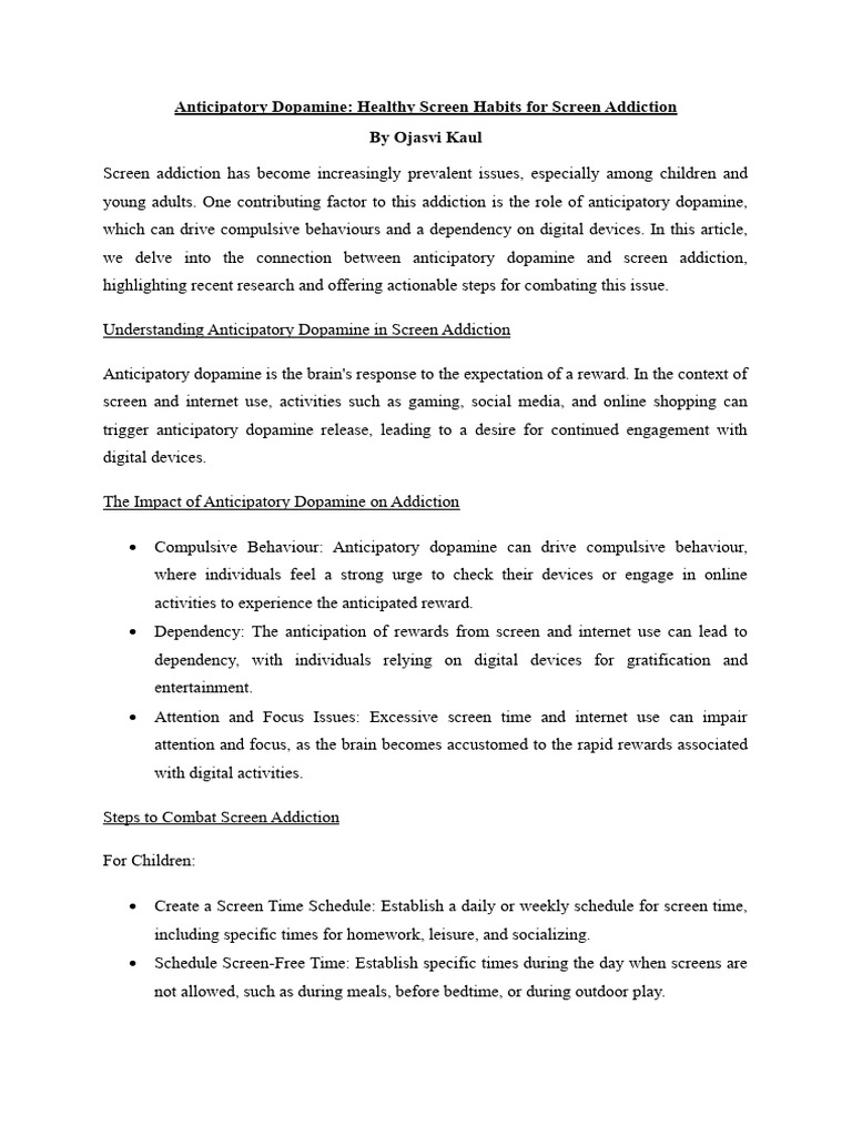 Combating Screen Addiction: Healthy Habits | PDF | Dopamine | Social ...