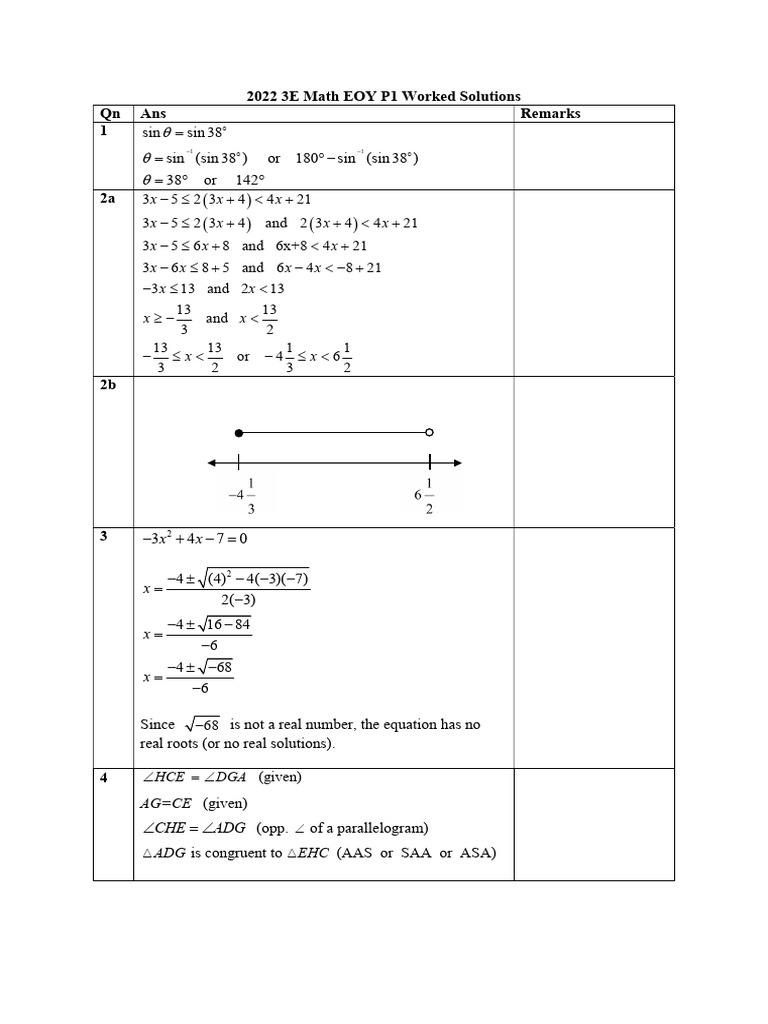 2022 CTSS EOY Exam - Sec 3 Express Mathematics - Paper 1 Solutions ...
