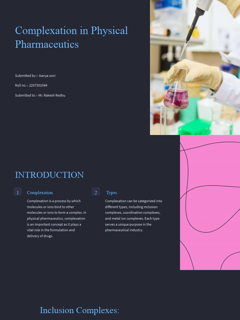 Complexation in Drug Formulation | PDF | Coordination Complex | Pharmaceutical Formulation