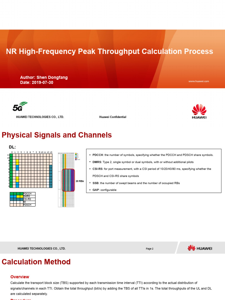 Training Course - 5G RAN3.0 NR High-Frequency Peak Throughput Calculation Process v1.1 | PDF ...