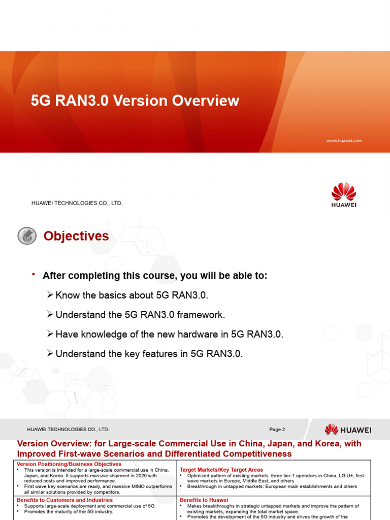 Training Course - 5G RAN3.0 Version Overview | PDF | Lte (Telecommunication) | Radio Technology