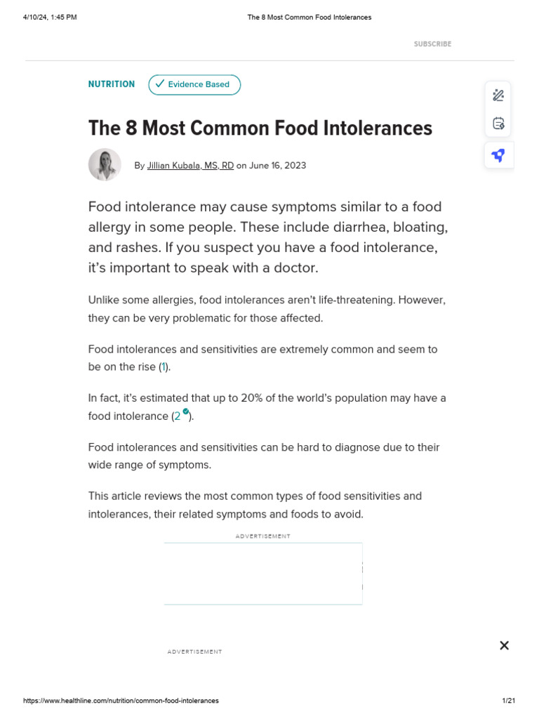Common Food Intolerances Explained | PDF | Food Intolerance | Gluten