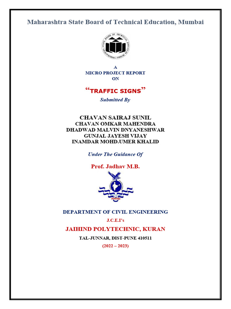 Civil Micro Project | PDF | Traffic | Road