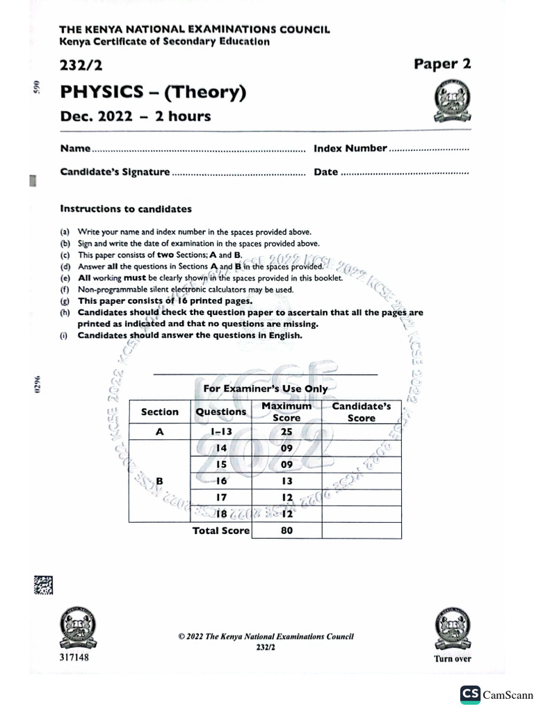 Kcsemodel01112022-Physics Paper 2 2022 Questions | PDF