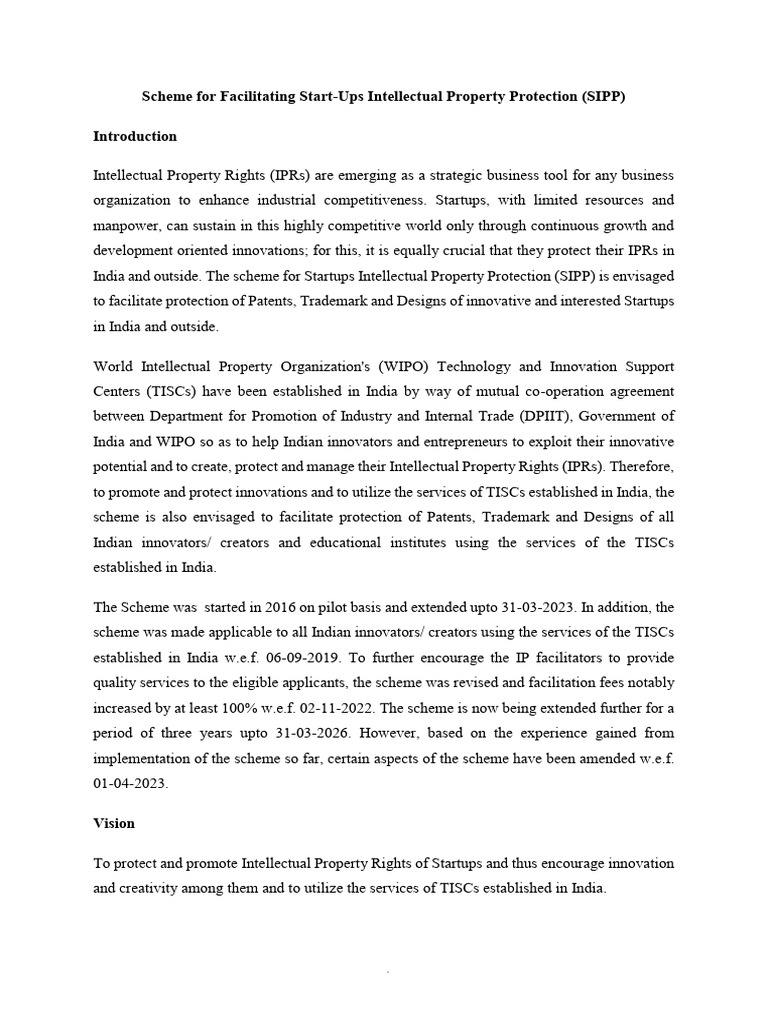 SIPP Scheme | PDF | Intellectual Property | World Intellectual Property ...