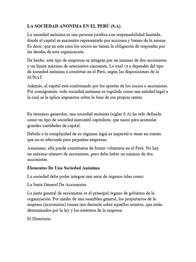La Sociedad Anonima y Sociedad Anonima Cerrada | PDF | Economias | Business