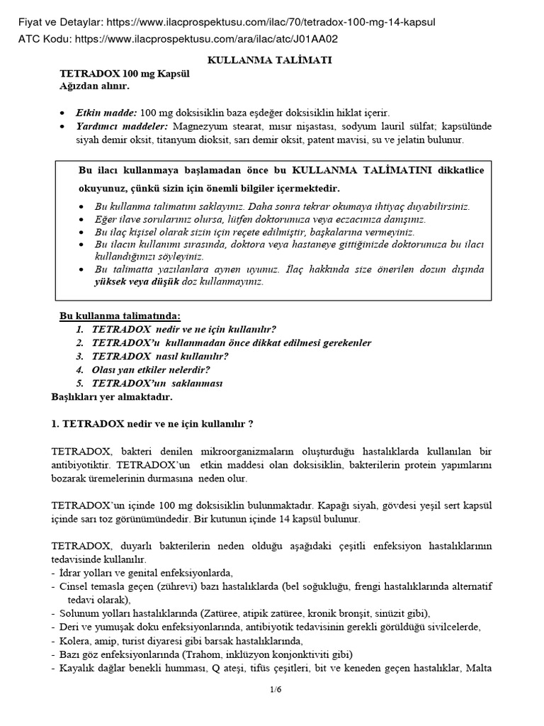 6738 Tetradox 100 MG Kapsul KT | PDF