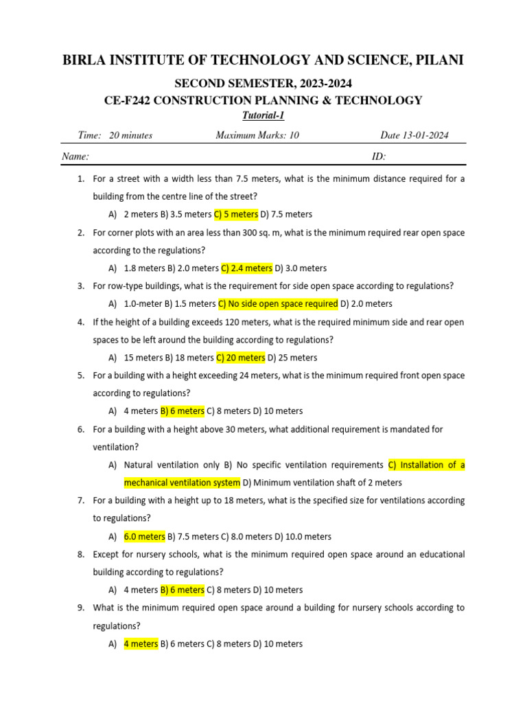 Answer Key Ce 242 CPT Tut - 1 NBC | PDF