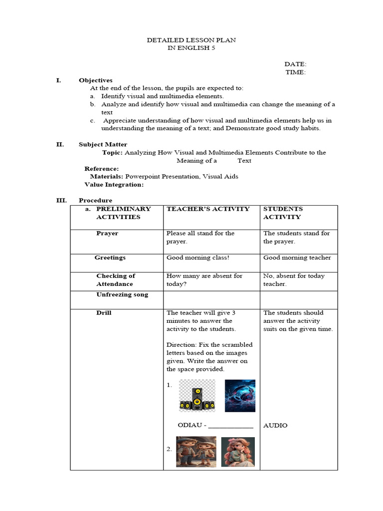 DETAILED LESSON PLAN g5 | Download Free PDF | Multimedia | Graphics